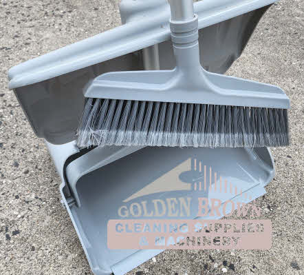 Lobby Dust Pan Grey with Lid & Broom 13" CT | DPC347GY