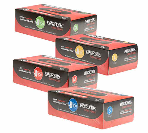 Latex Gloves Powder Free Pro-Tek Carton Sizes