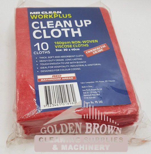 Chux Wipe Cloth 30X40cm 10Pk Red Non Woven Clean Up | PB340