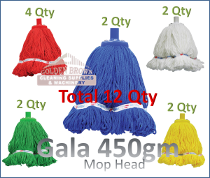 Round Microfiber Mop Head Gala 450gm 12 Qty Color Red | BMOPMF-B-G-R-W-Y