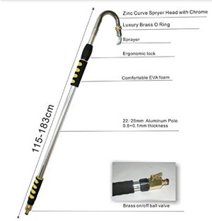 Telescoping Gutter Cleaning Wand Adjustable Height, Brass Valve | T2PWTG